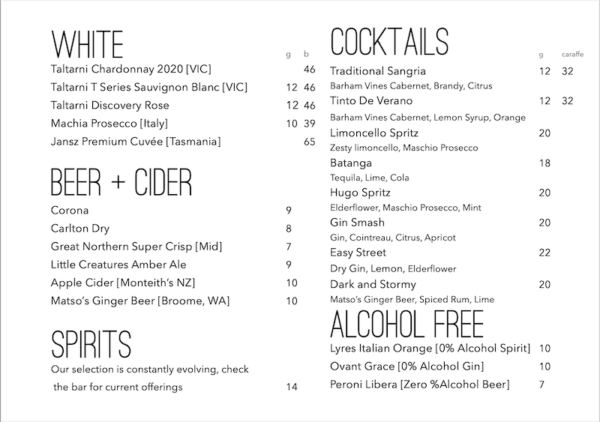 Menu – Barham Vines Wines and Cellar Door